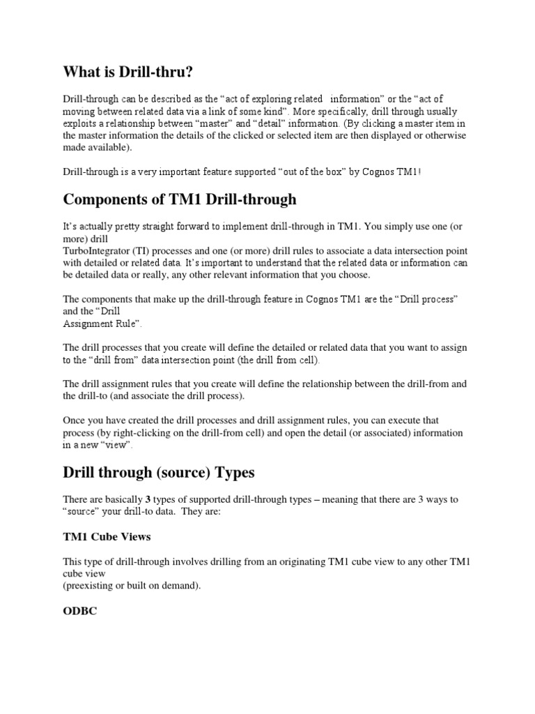 Drill Through TM1 Process | PDF | Microsoft Excel | Microsoft Access