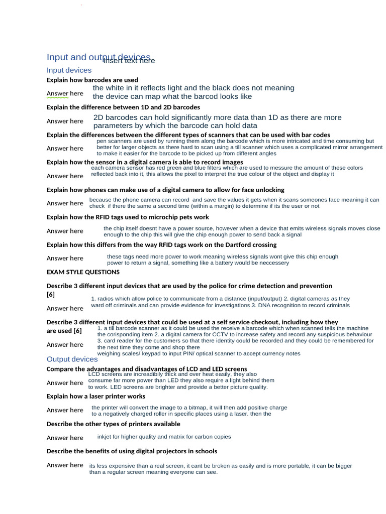 Input and Output Devices | PDF | Barcode | Image Scanner