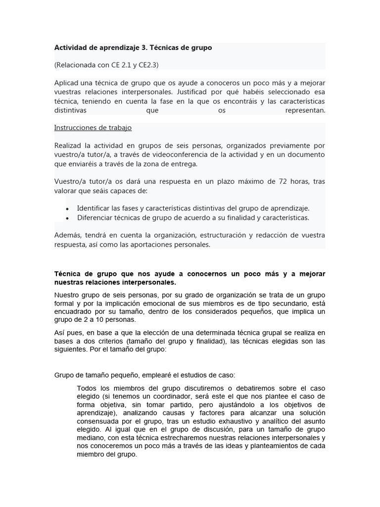 Actividad de Aprendizaje 3 | PDF | Caso de estudio | Aprendizaje