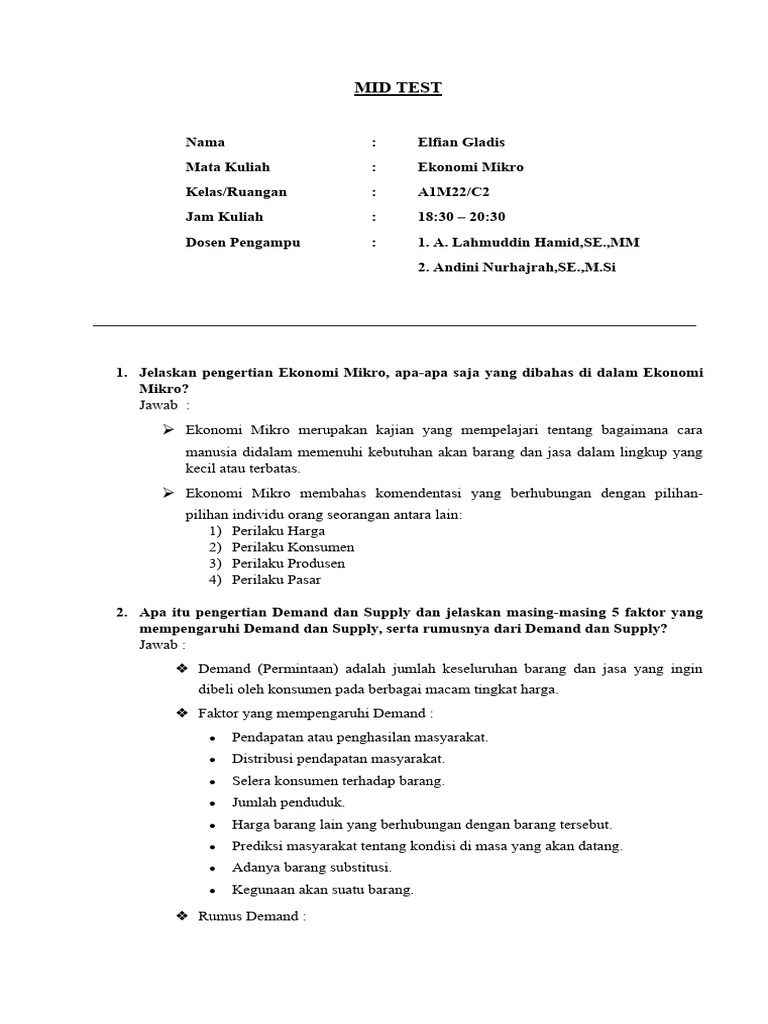 Uts Ekonomi Mikro | PDF