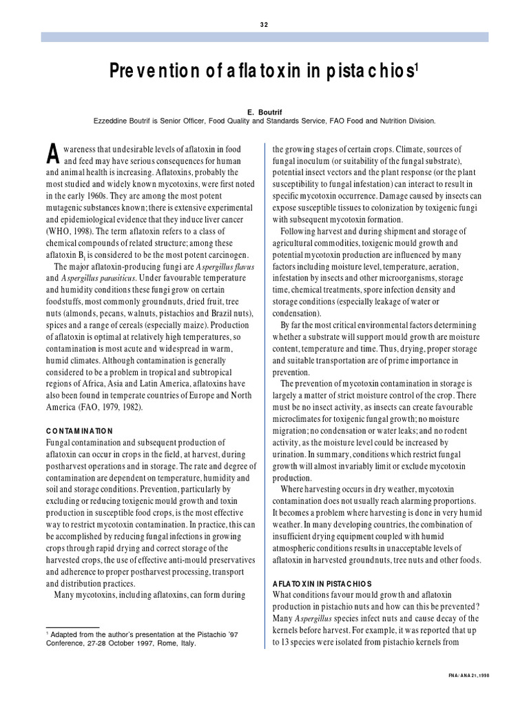 Prevention of Aflatoxin in Pistachios | PDF | Mycotoxin