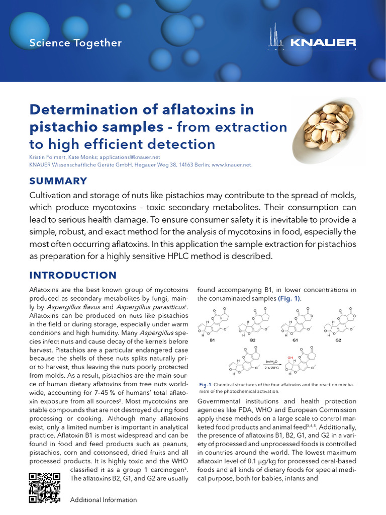 VFD0180 - Determination of Aflatoxins in Pistachio Samples | PDF ...