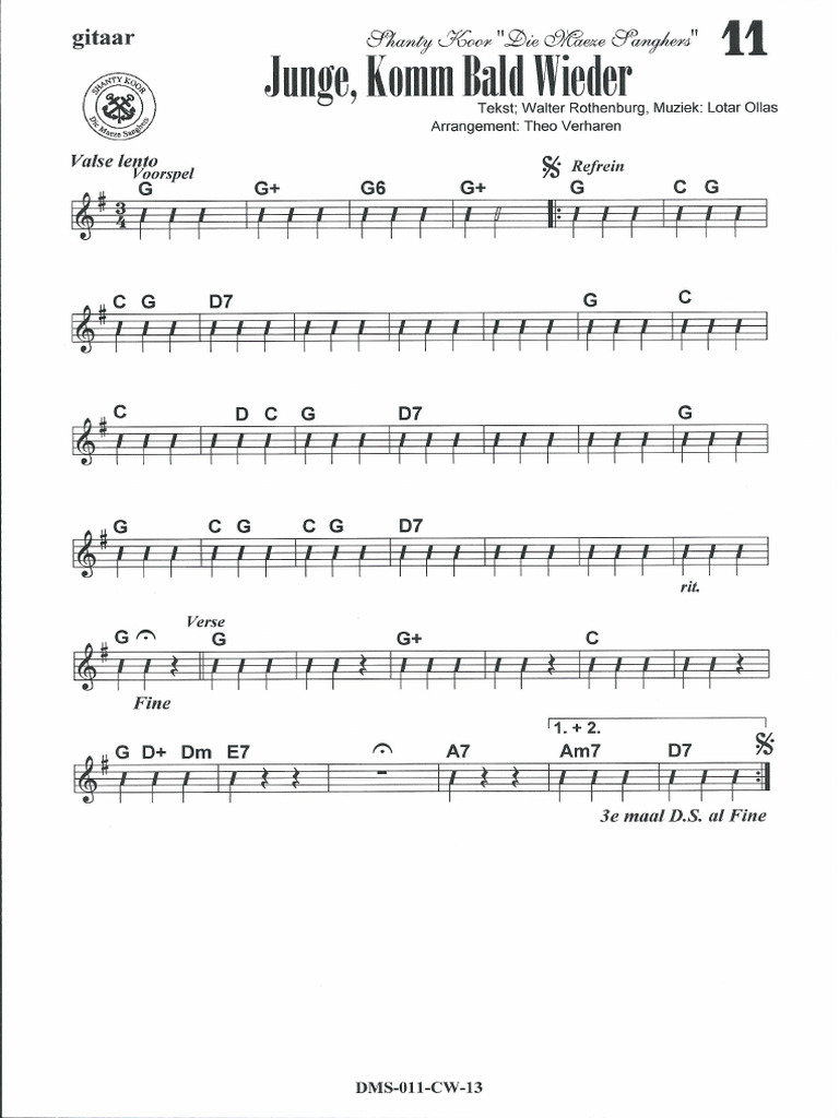 Dms-011 Junge, Komm Bald Wieder Gitaar | PDF