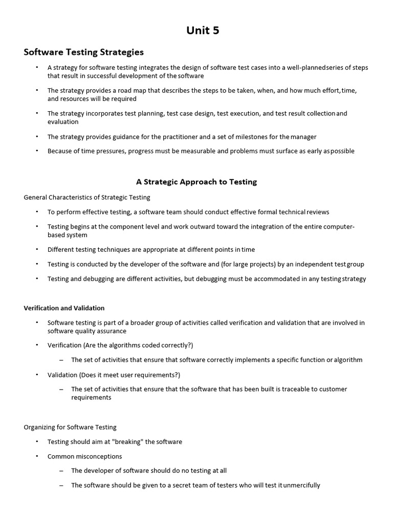Se Unit 5 Pdf Software Testing Class Computer Programming