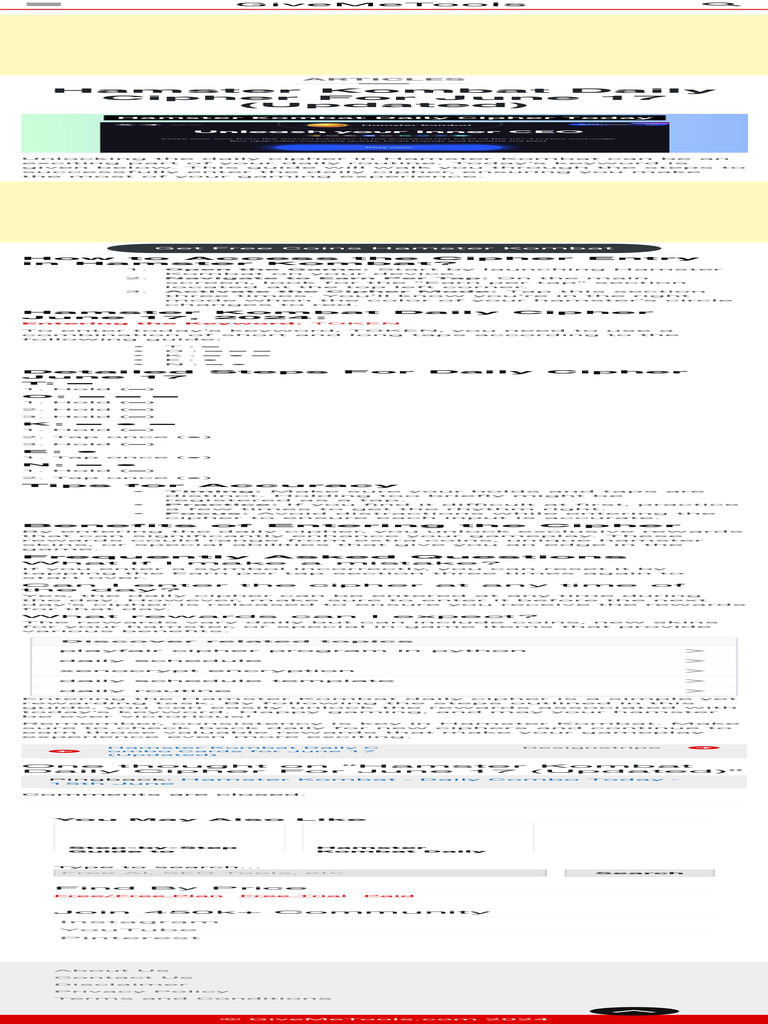 Hamster Kombat - Daily Cipher - June 17th (Updated Now) | PDF