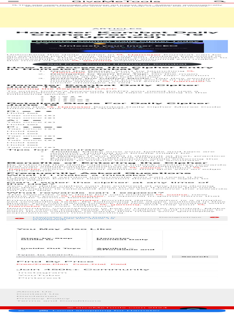 Hamster Kombat Daily Cipher June 19 (Updated) | PDF