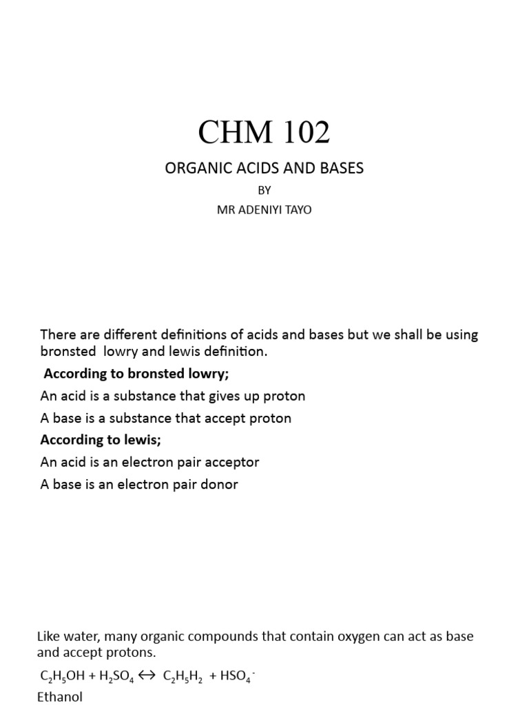 CHM 102 Power Point | PDF | Acid | Carboxylic Acid