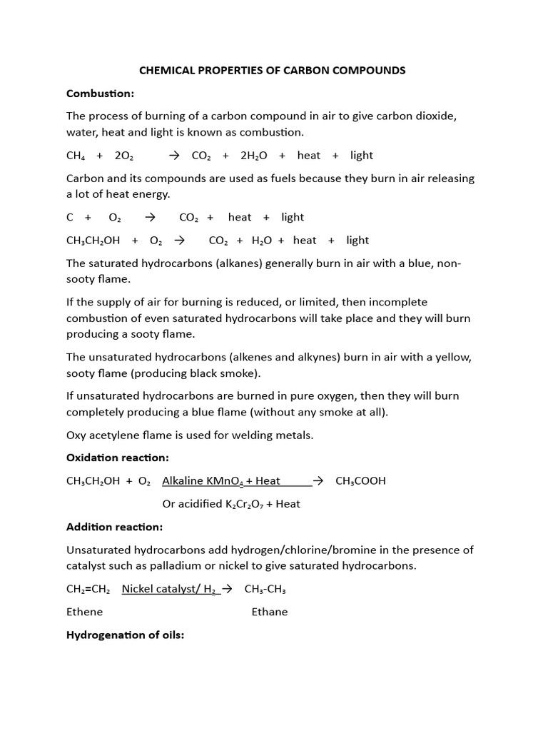 Chemical Properties of Carbon Compounds | PDF | Ethanol | Hydrocarbons