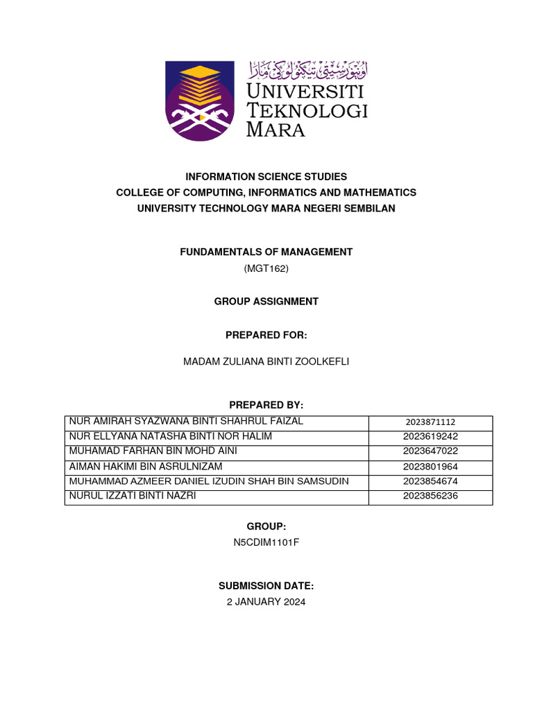 MGT162 Group Assignment - Company | PDF | Leadership | Business