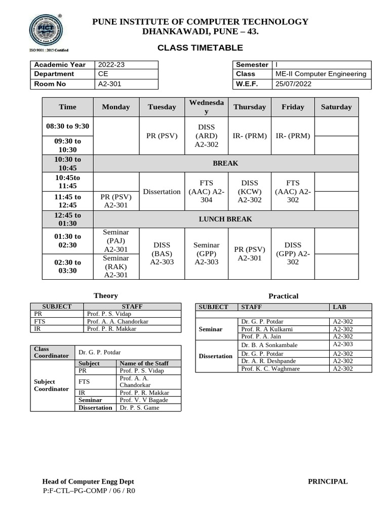 ME II CE Time Table 2022 23 | PDF | Academia