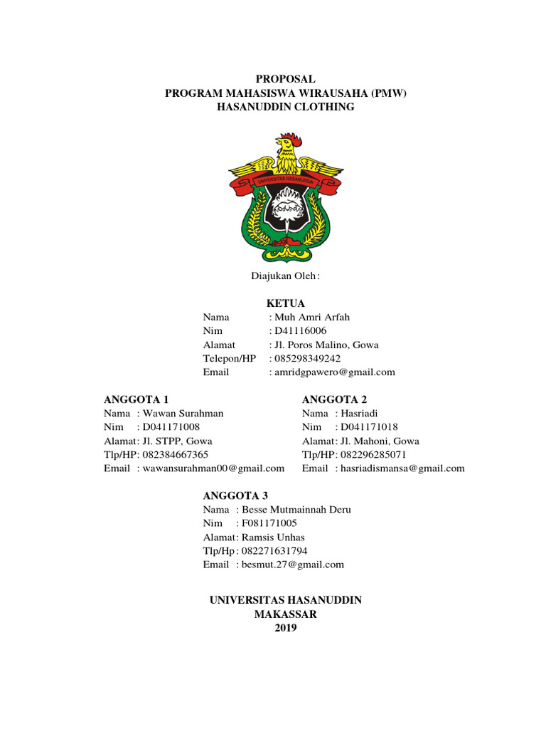 Proposal PMW - Hasanuddin Clothing - 2019 | PDF | Bisnis