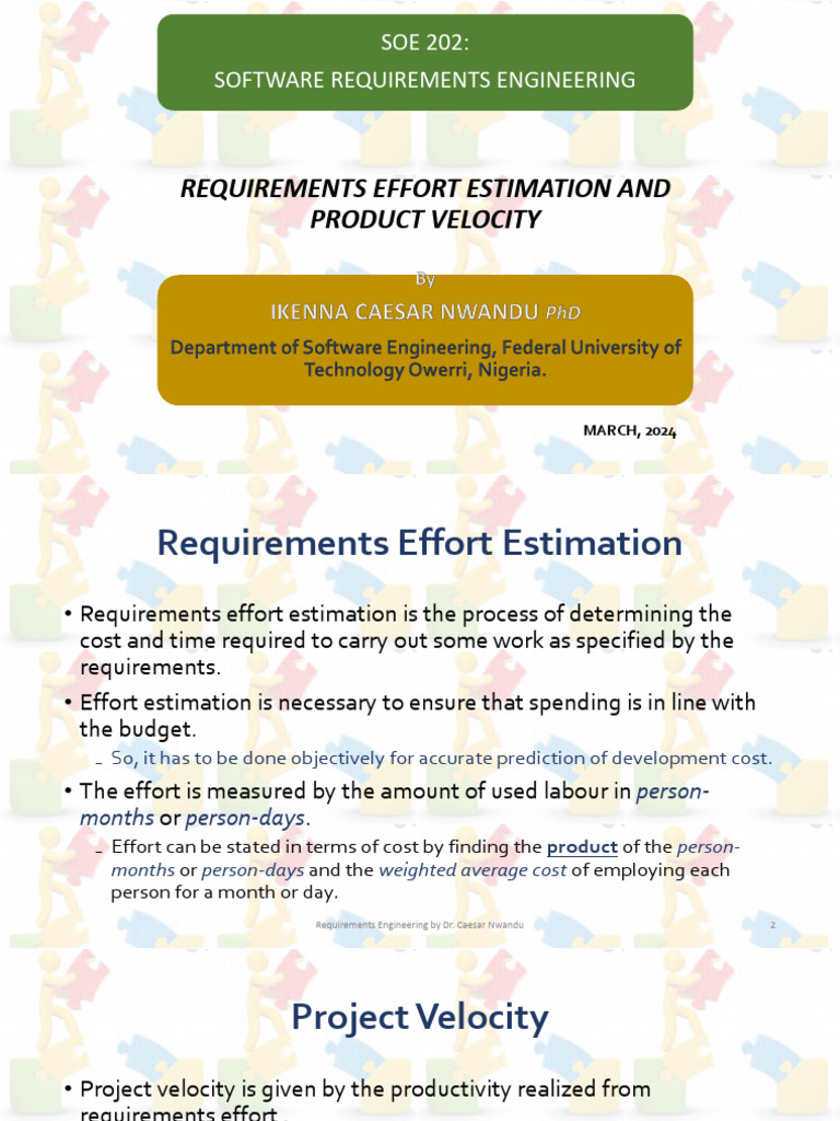 SOE 202: Effort Estimation in Software | PDF | Software Engineering | Computer Engineering