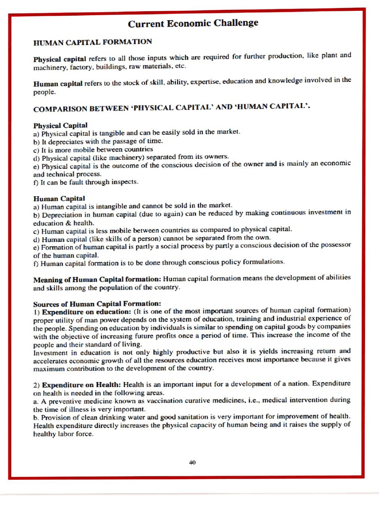 Human Capital Notes | PDF | Cost Of Living | Human Capital