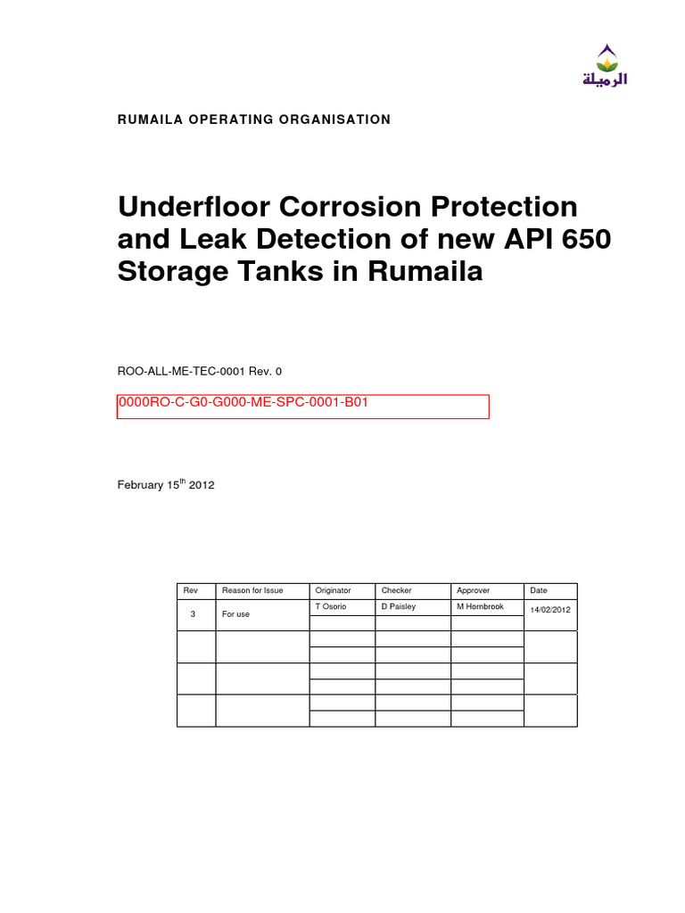 Underfloor Corrosion Protection and Leak Detection of New API 650 ...