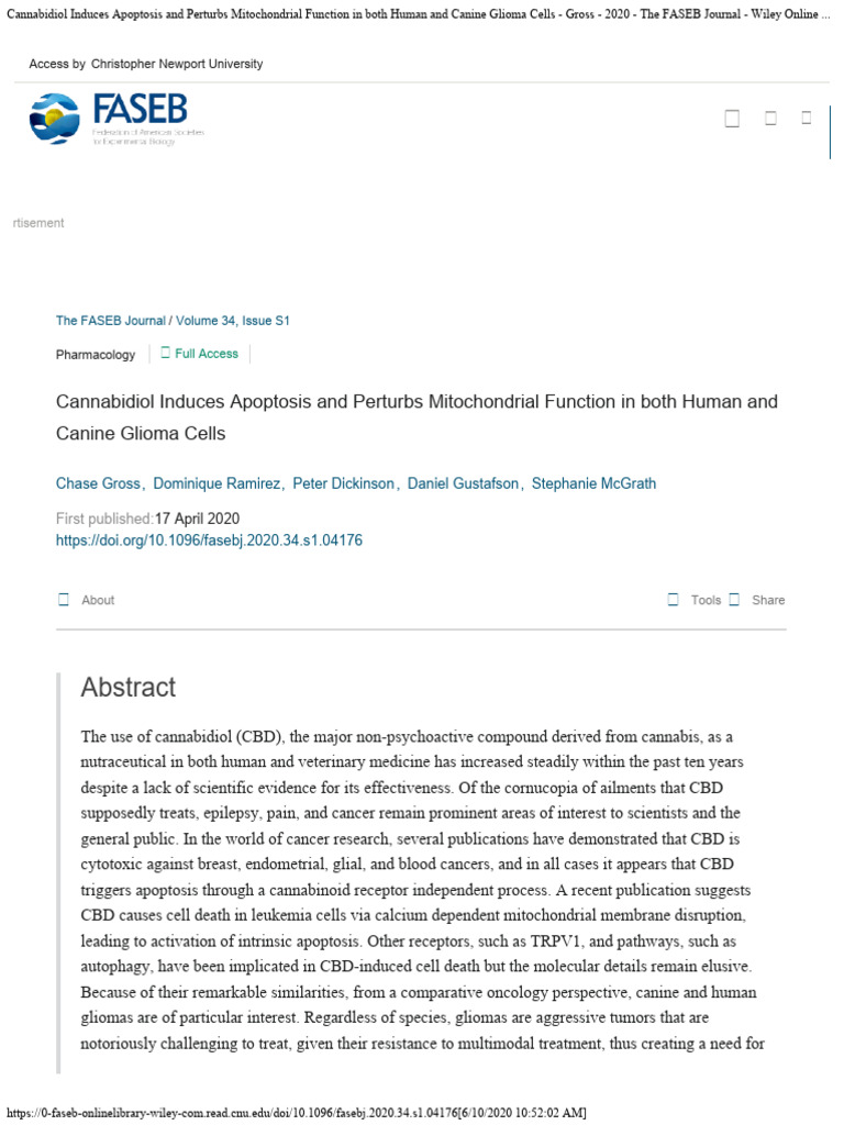 Cannabidiol Induces Apoptosis and Perturbs Mitochondrial Function in ...