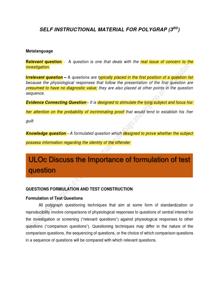 SIM SA POLY3RD_4TH | PDF | Polygraph | Question