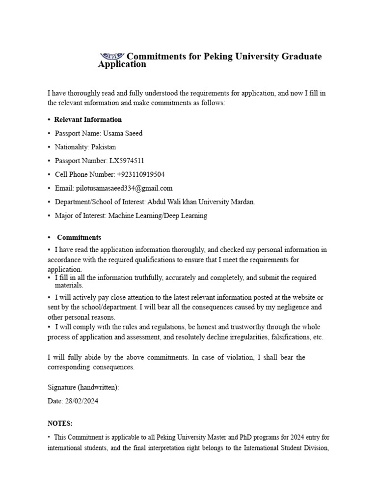 Commitment Application | PDF
