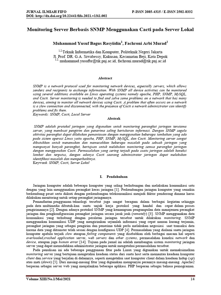 Monitoring Server Berbasis SNMP Menggunakan Cacti | PDF