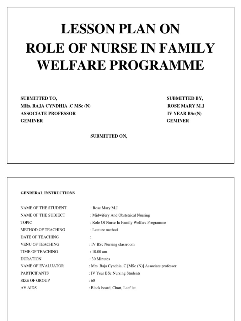 lesson plan | PDF | Family Planning | Nursing