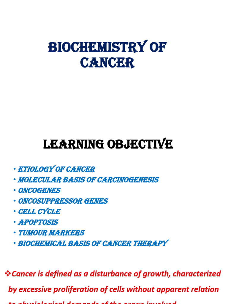 Biochemistry of cancer | PDF | Carcinogenesis | Cancer