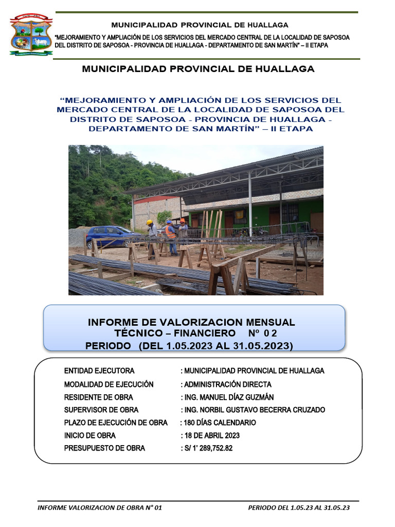 Informe de Valorizacion N°02 Mercado Ii Etapa | PDF | Fundación ...