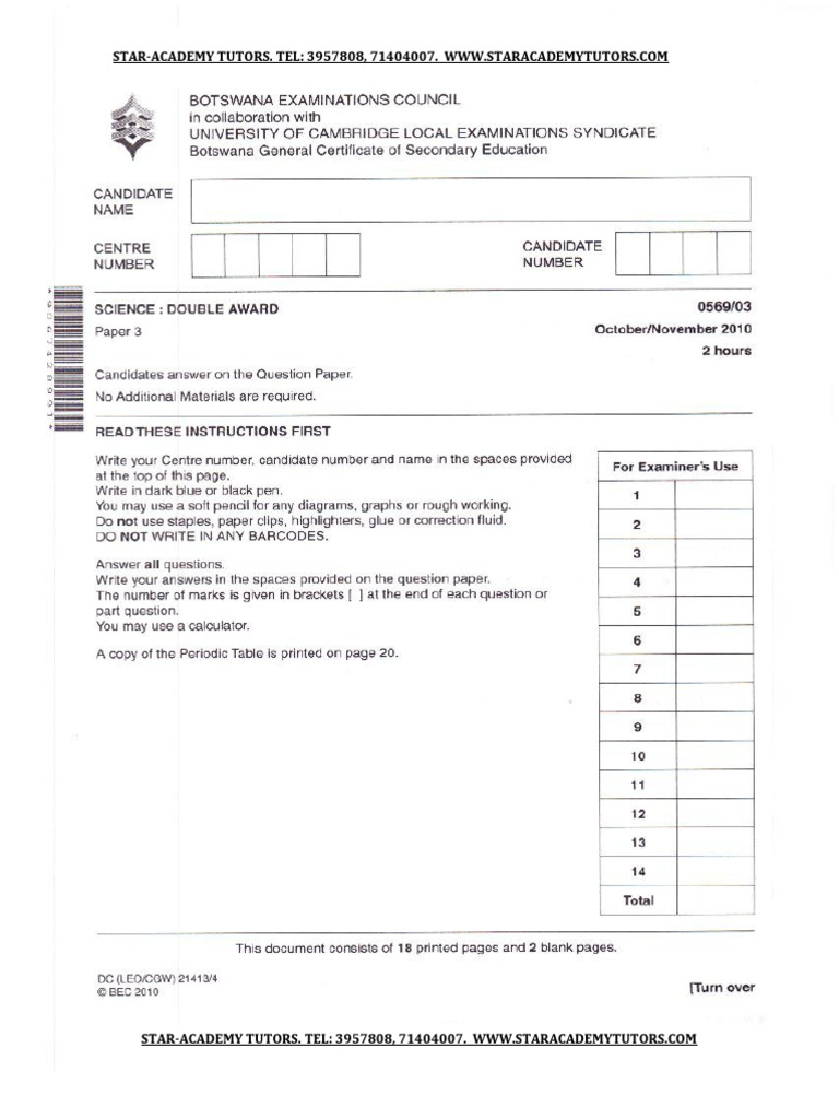 Science Double Award Exam Prep | PDF