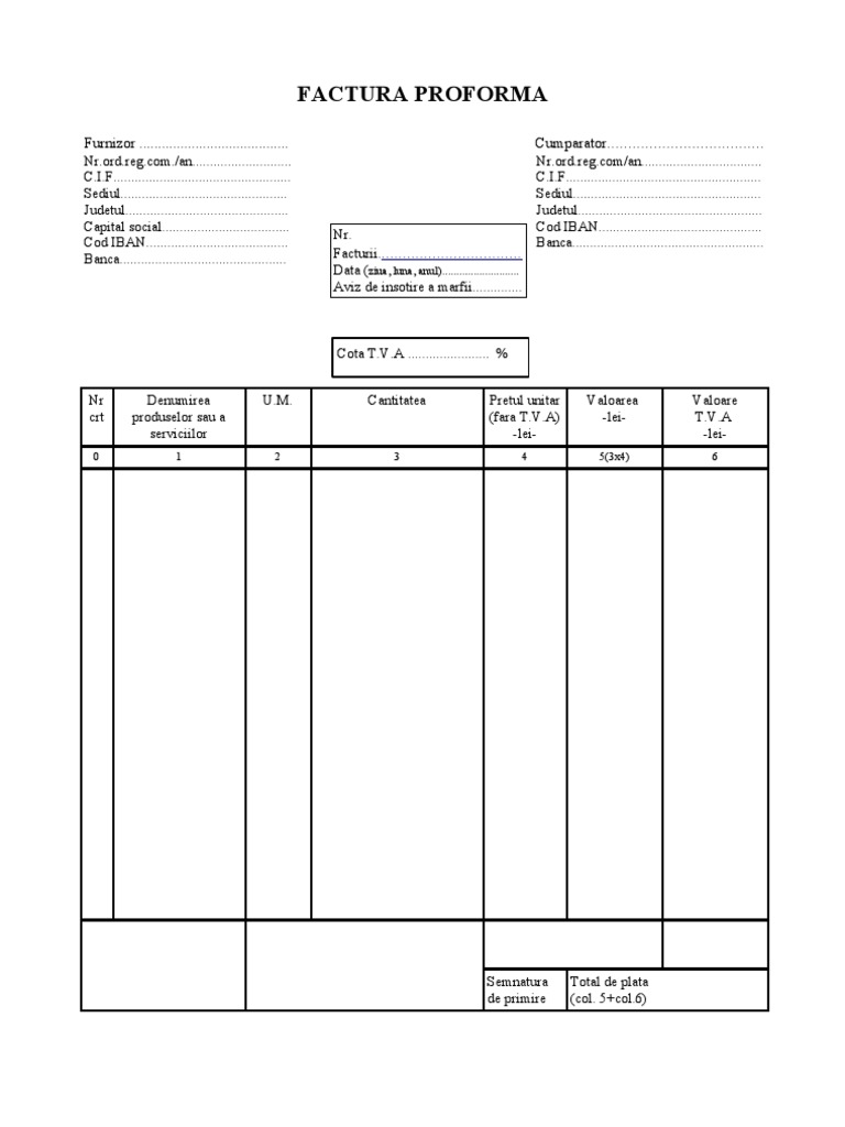 Fatura Proforma Model Factura | PDF
