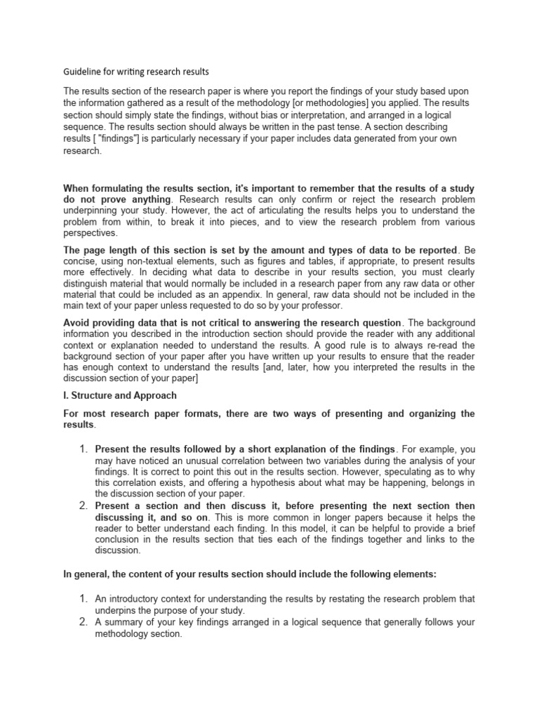 Guideline For Writing Research Results | PDF | Methodology | Cognition