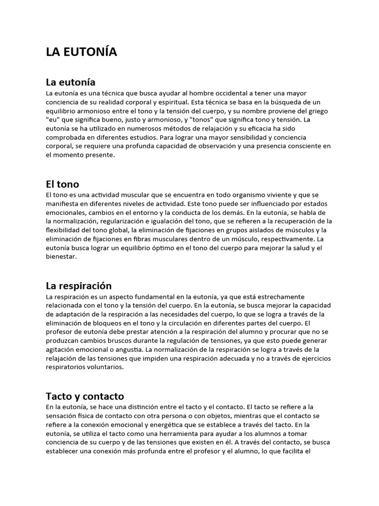 La Eutonía | PDF | Maestros | Las emociones