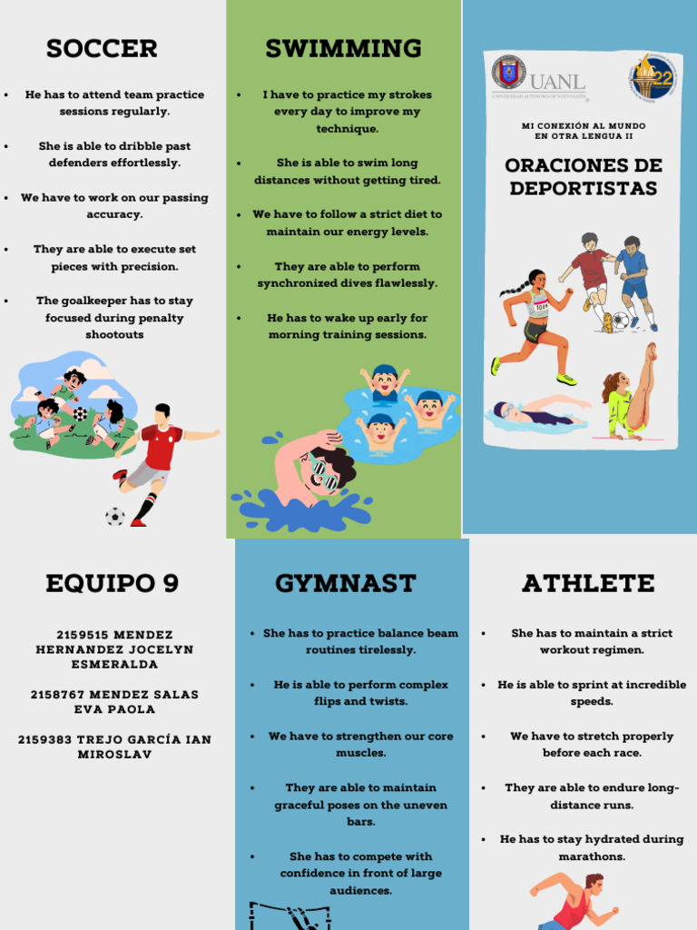 Triptico de Deportes en Inglés y Español | PDF