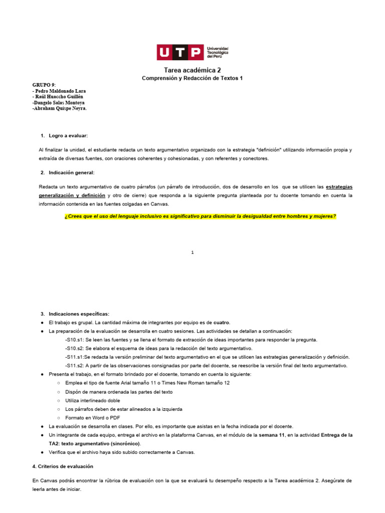 GC N01I TA2Consigna 22C1M | PDF | Igualdad de género | Estudios de género