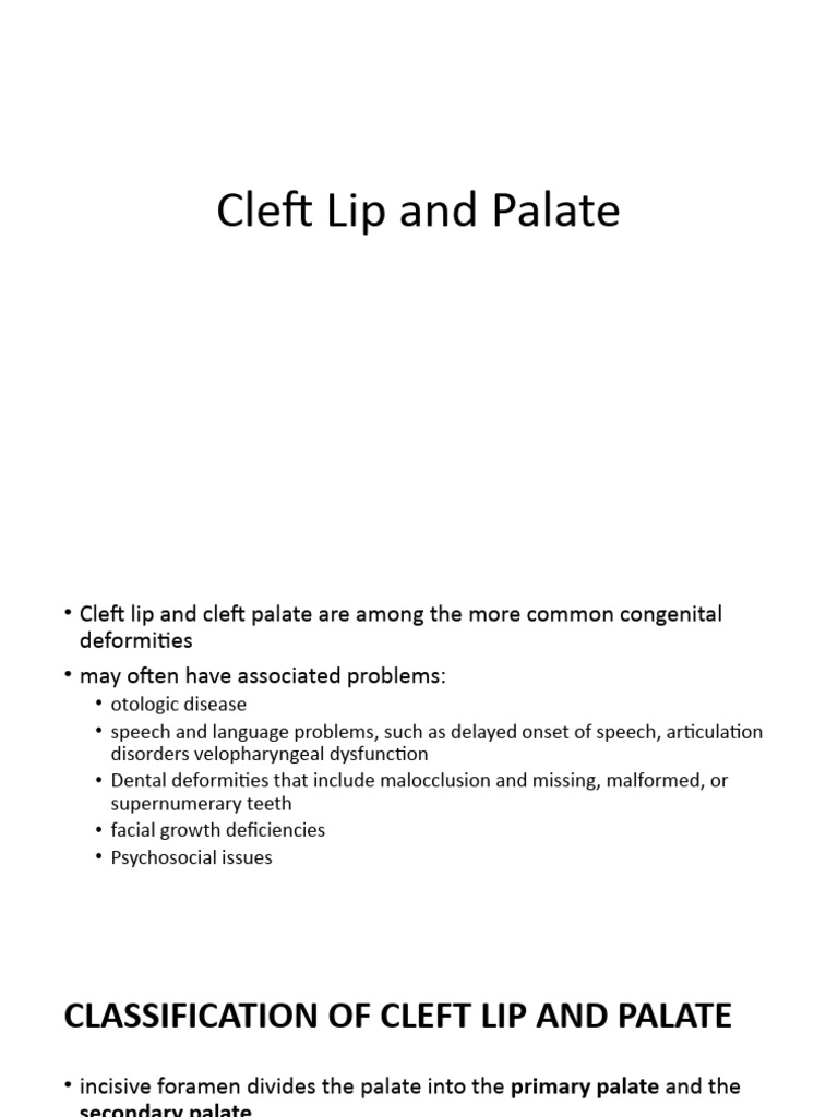 ENT - Cleft Lip and Palate - 05162024 | PDF | Lip | Anatomy