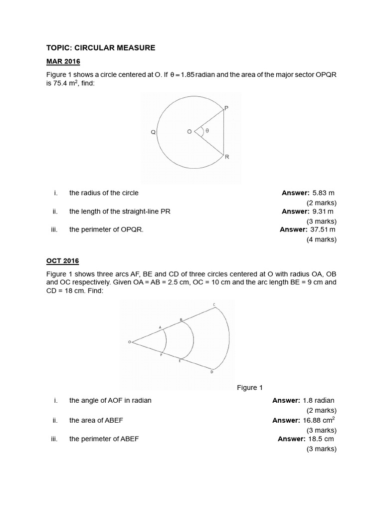 Chapter 4_Circular Measure | Download Free PDF | Area | Angle