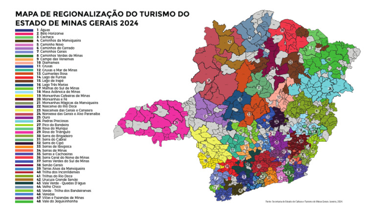 Mapa de Regionalizacao do Turismo 2024 - Minas Gerais | PDF