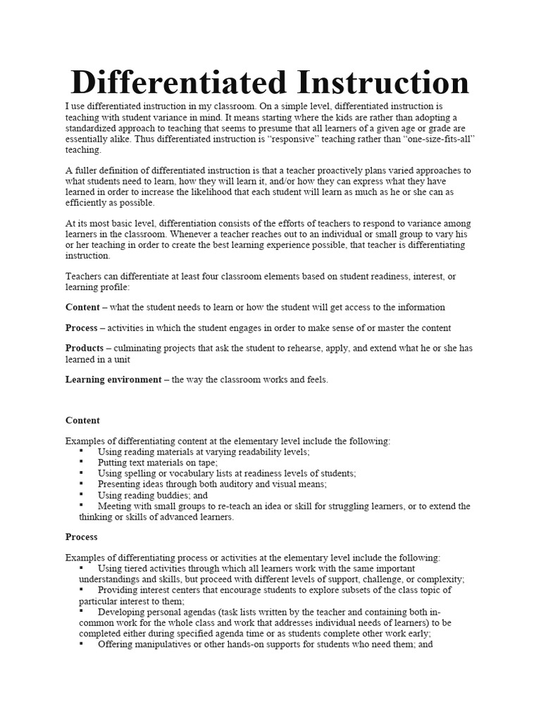 Differentiated Instruction | PDF | Differentiated Instruction | Learning