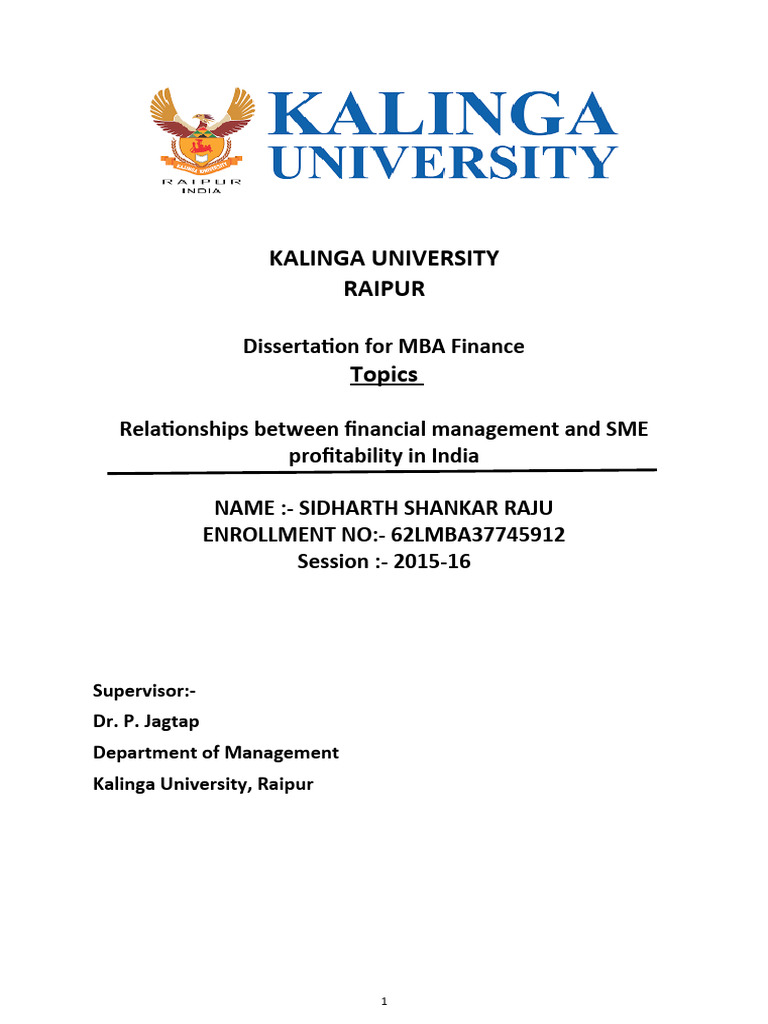 Mba Finance | PDF | Small And Medium Sized Enterprises | Methodology