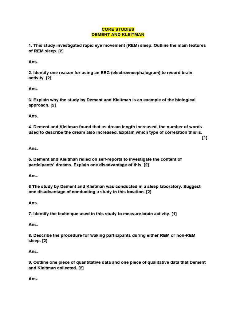 Dement and Kleitman | PDF | Teaching Methods & Materials | Science ...