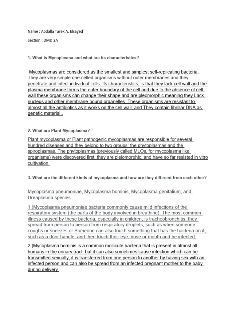 Mycoplasma Overview and Types Explained | PDF | Mycoplasma | Virus