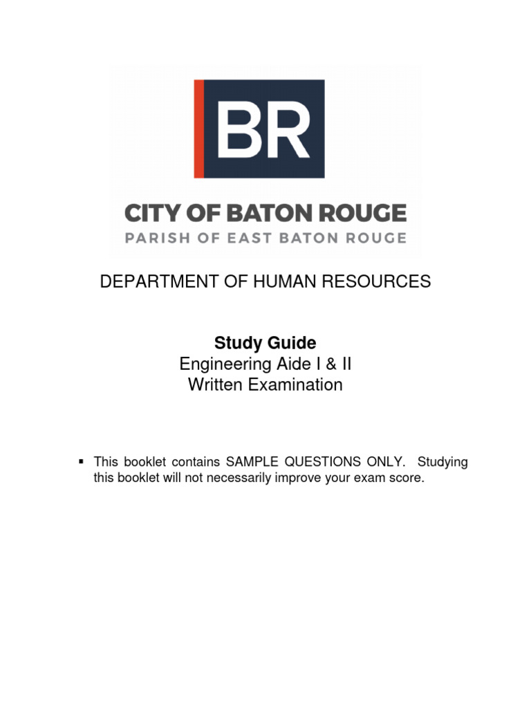 Engineering Aide Exam Study Guide | PDF | Area | Question