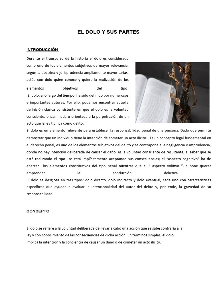 Elementos y Tipos del Dolo Penal | PDF | Intención (Derecho Penal ...