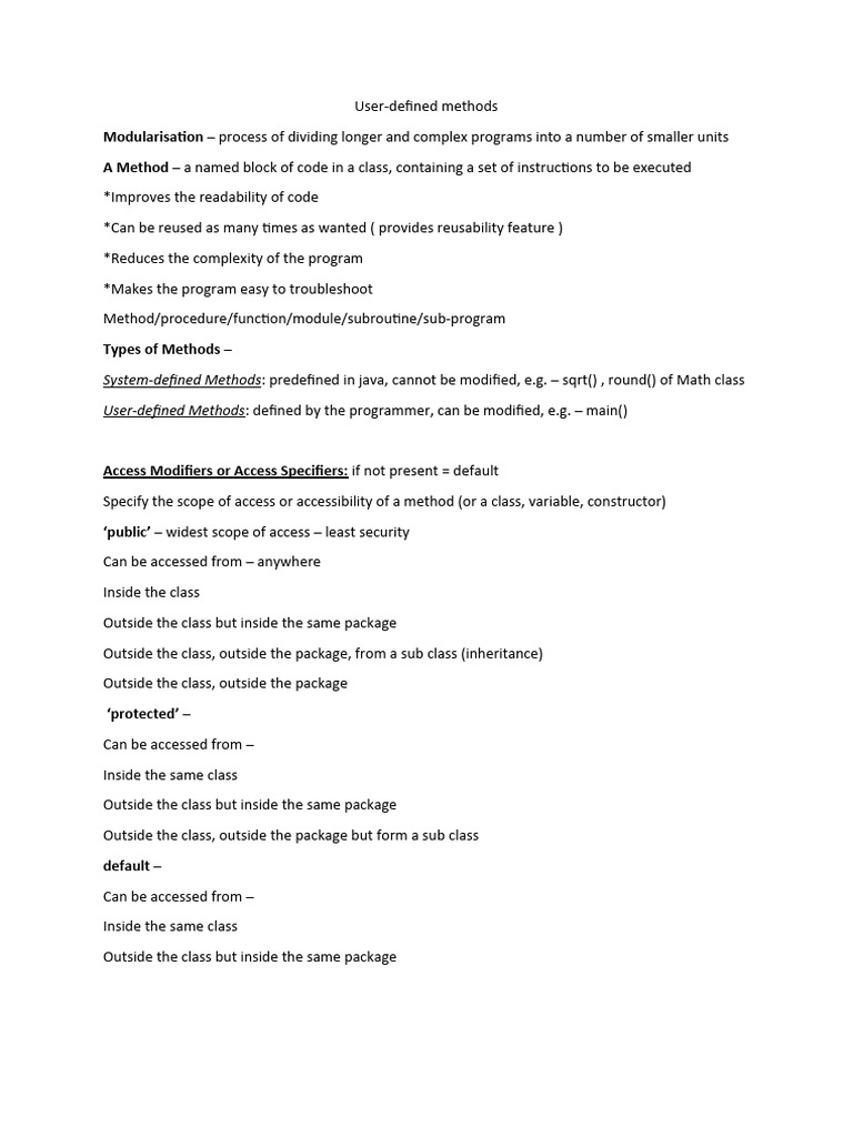 User-defined Methods | Download Free PDF | Method (Computer Programming) | Parameter (Computer ...