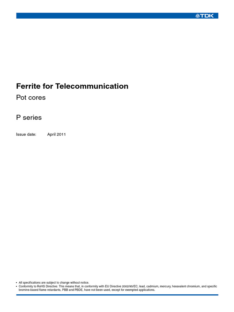Ferrite For Telecommunication: Pot Cores | PDF | Inductor ...