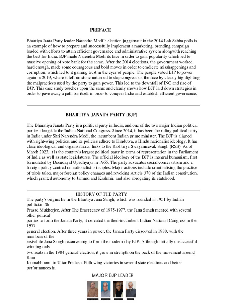 Political Project (Written Material) | PDF | Bharatiya Janata Party ...