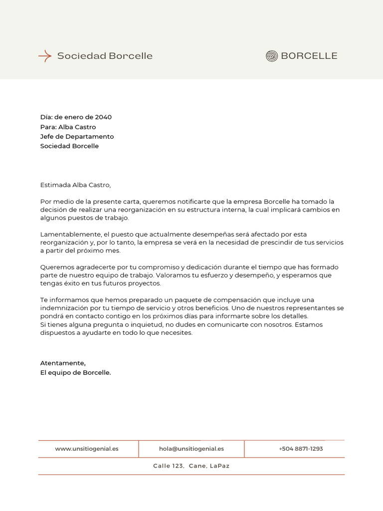 Membrete Carta Notificación para Empresa Profesional Blanco y Negro | PDF