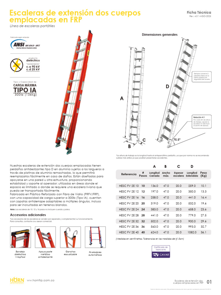 Ficha Tecnica Escalera Horn 24 Pasos | PDF | Escalera