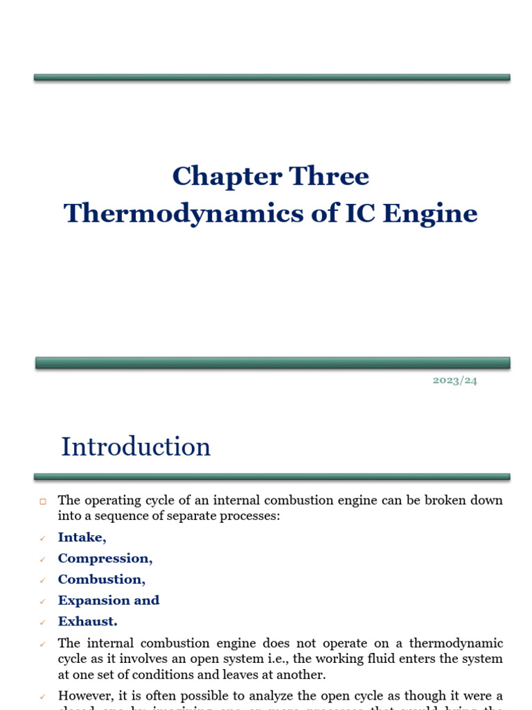 Chapter 3 - Thermodynamics of IC Engine | PDF | Heat | Engines