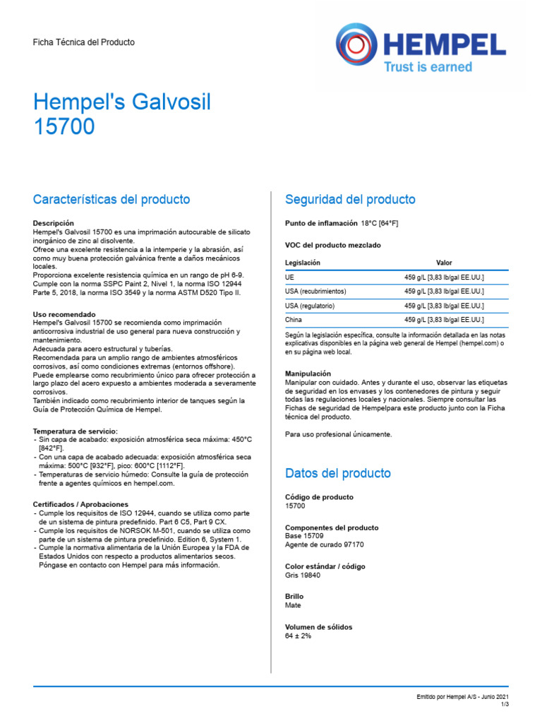 Ficha Tecnica Galvosil 15700 | Descargar gratis PDF | Humedad