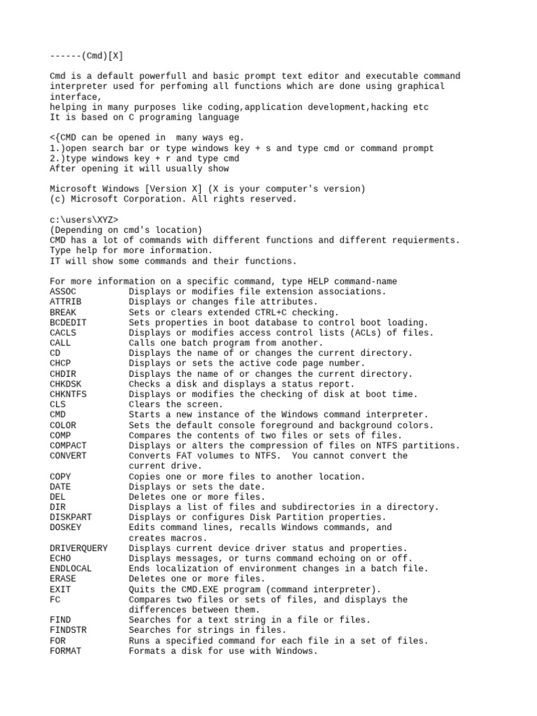 CMD ( ( (X) ) ) | PDF | Computer File | Command Line Interface