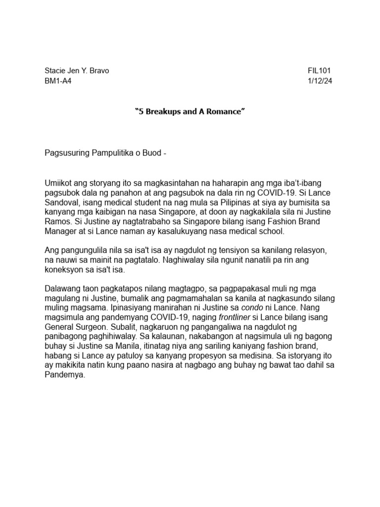 FIL101 FP - Bravo | PDF