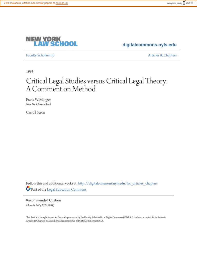 Critical Legal Studies. | PDF | Theory | Consciousness